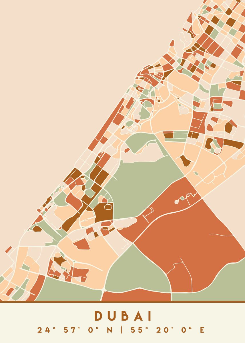 'DUBAI UAE CITY MAP' Poster, picture, metal print, paint by Emiliano ...