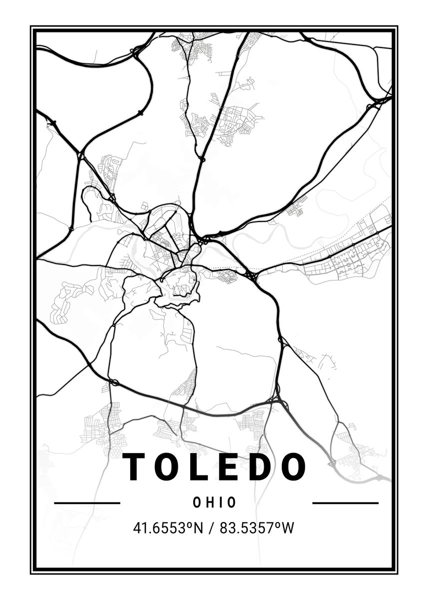 'Toledo Light City Map' Poster, picture, metal print, paint by Tien ...