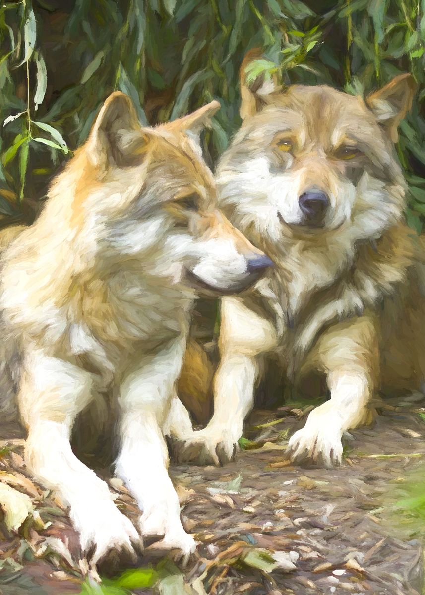 'Wolf Duo' Poster, picture, metal print, paint by Armstrong | Displate