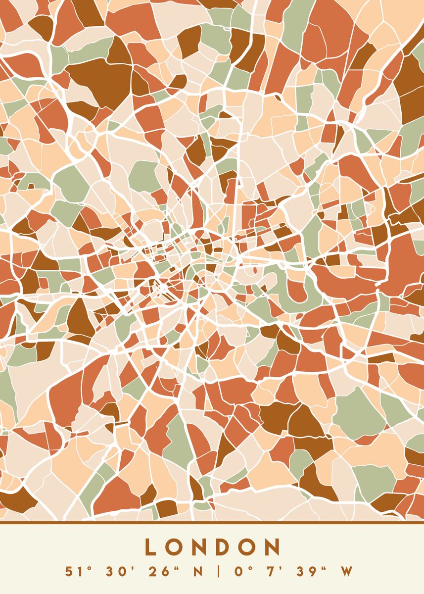 'LONDON ENGLAND CITY MAP' Poster, picture, metal print, paint by ...