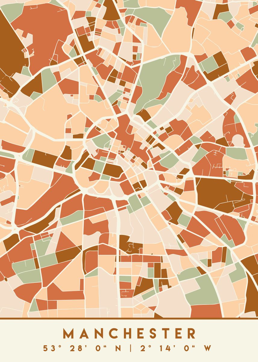 'MANCHESTER ENGLAND MAP' Poster by Emiliano Deificus | Displate
