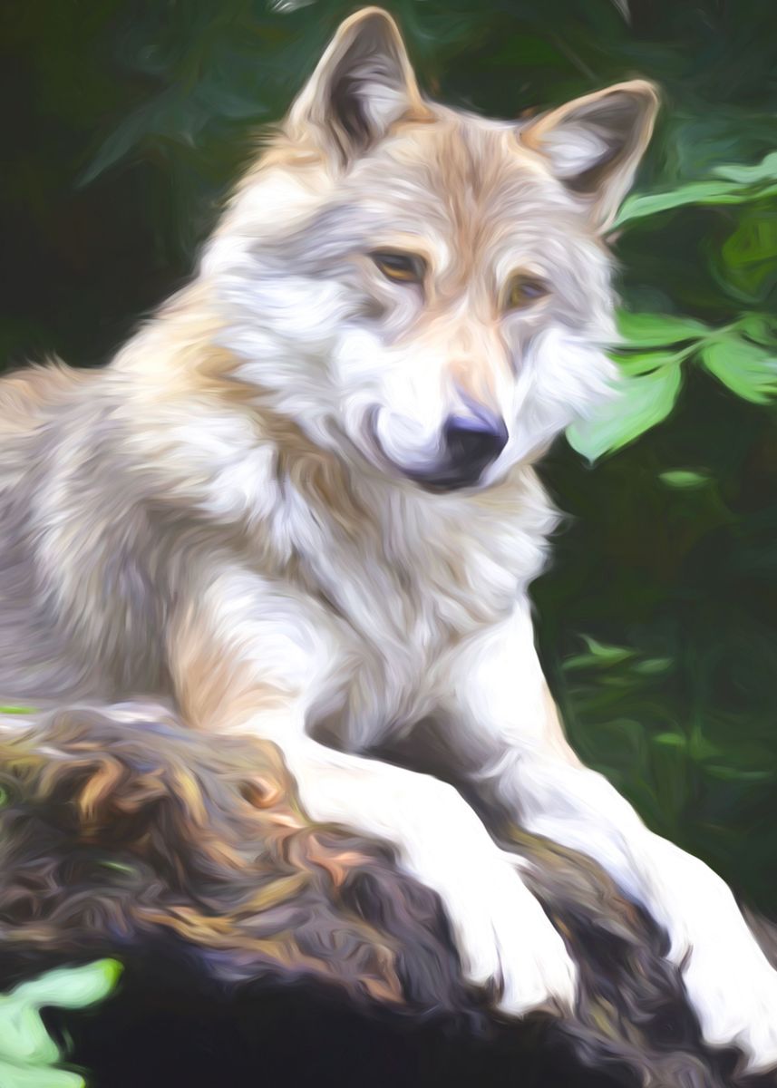 'Sitting Wolf' Poster, picture, metal print, paint by Armstrong | Displate