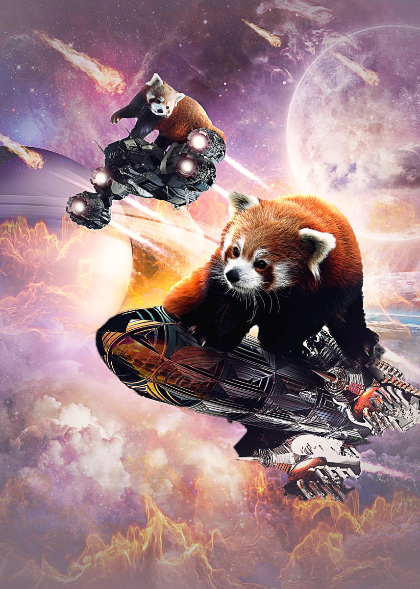 'Galaxy Red Panda In Space' Poster by Random Galaxy | Displate