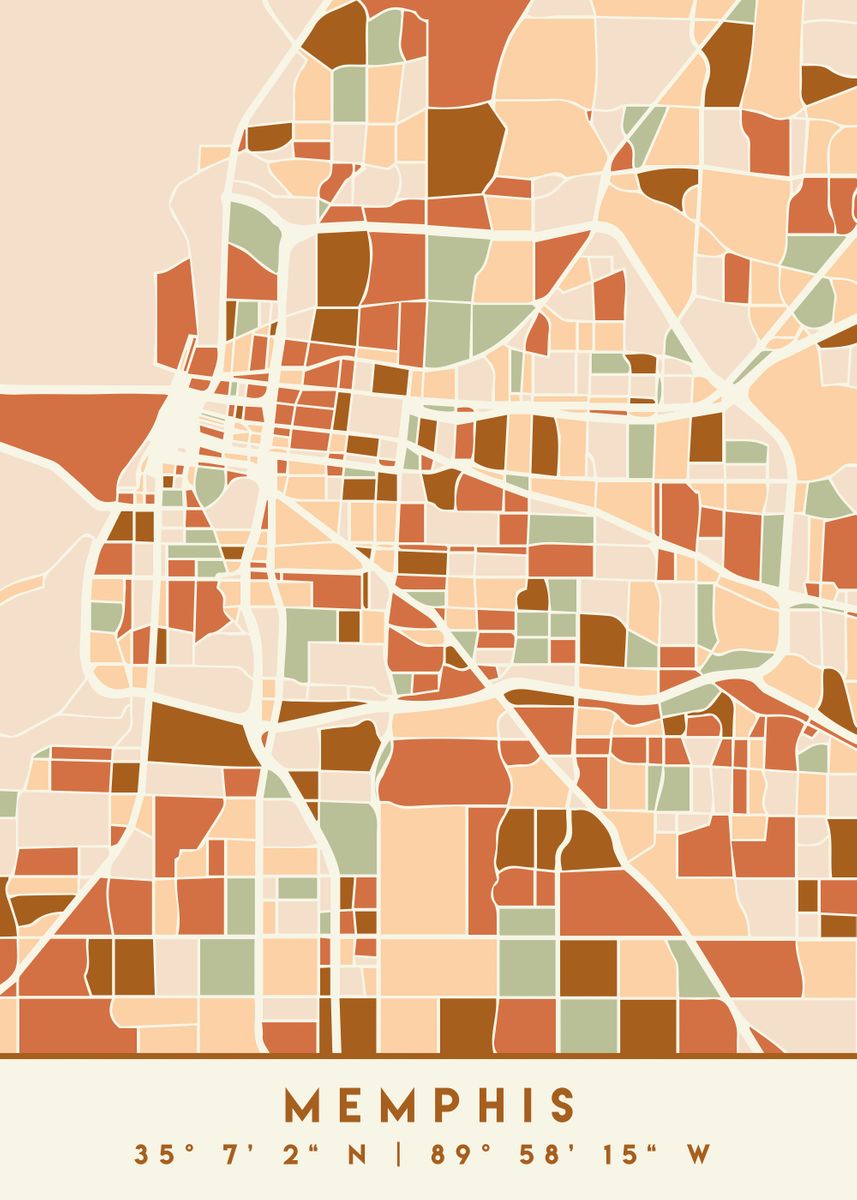 'MEMPHIS TENNESSEE CITY MAP' Poster by Emiliano Deificus | Displate