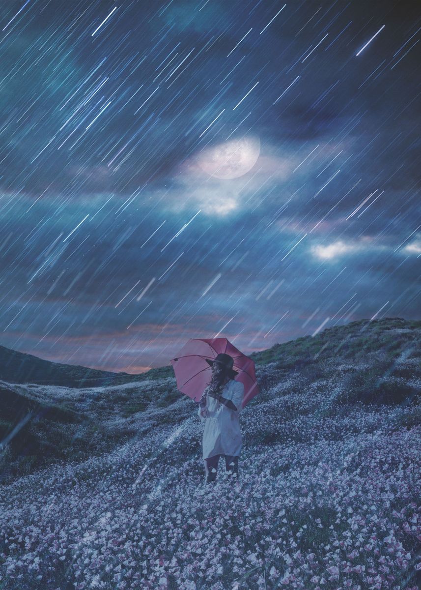 'star rain' Poster, picture, metal print, paint by Trigonal Art | Displate