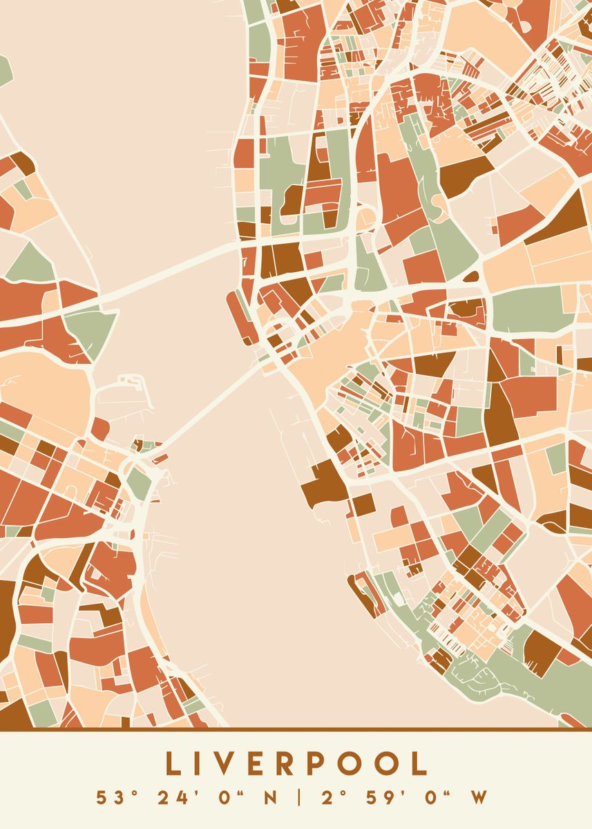 'LIVERPOOL ENGLAND MAP' Poster, picture, metal print, paint by Emiliano ...