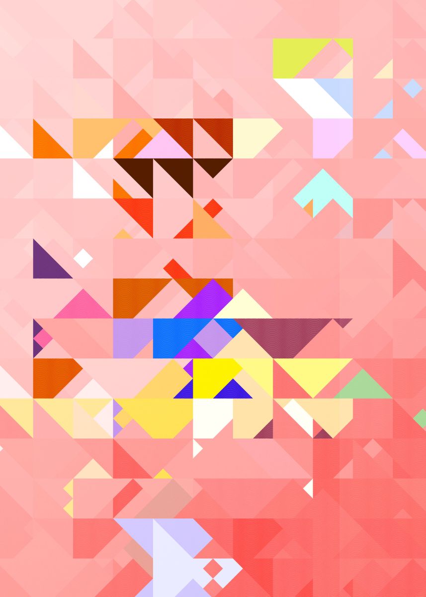 'Pink Geometric Abstract' Poster, picture, metal print, paint by Holy ...