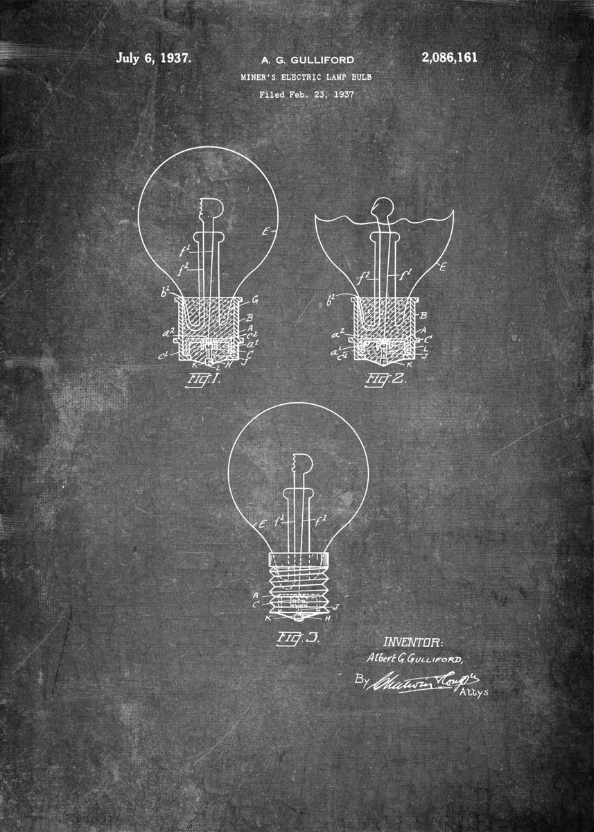 'Vintage Lamp Patent' Poster, picture, metal print, paint by Mr Maker ...