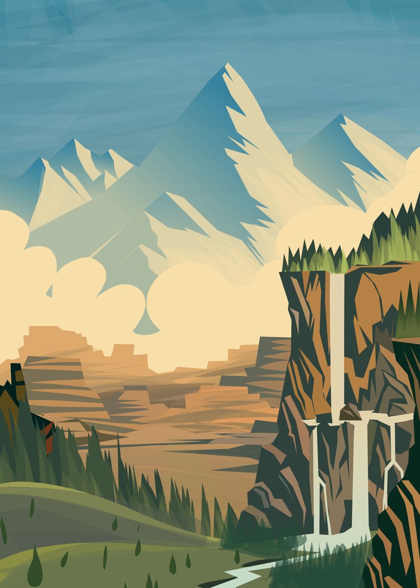 'The Flat vector of land' Poster by AL Picaso | Displate