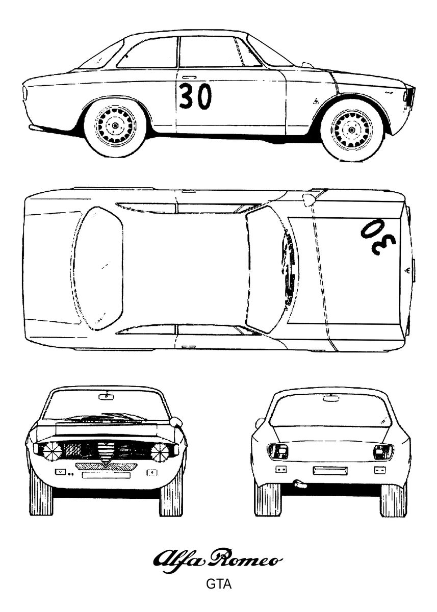 'BNW Alfa Romeo GTA' Poster, picture, metal print, paint by DAVID CARL ...