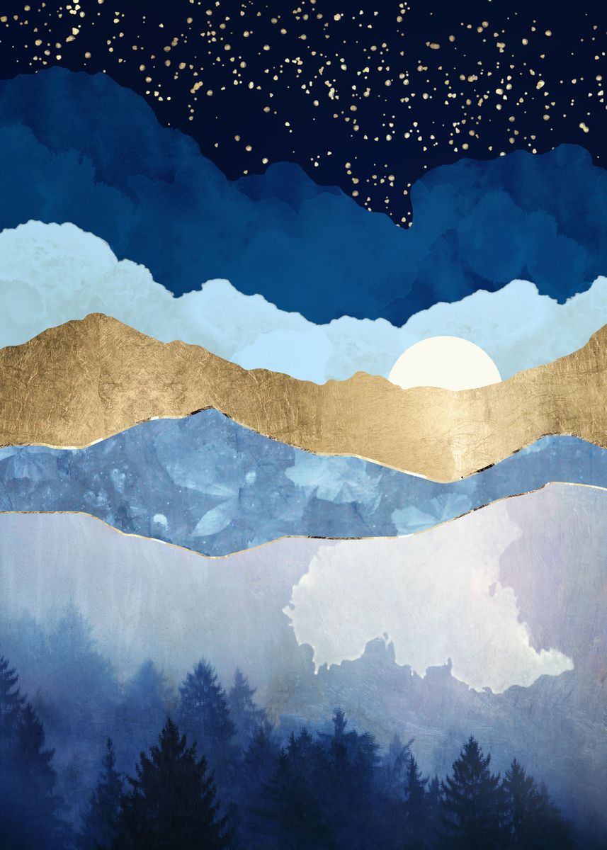 'Midnight Forest' Poster, picture, metal print, paint by SpaceFrog ...