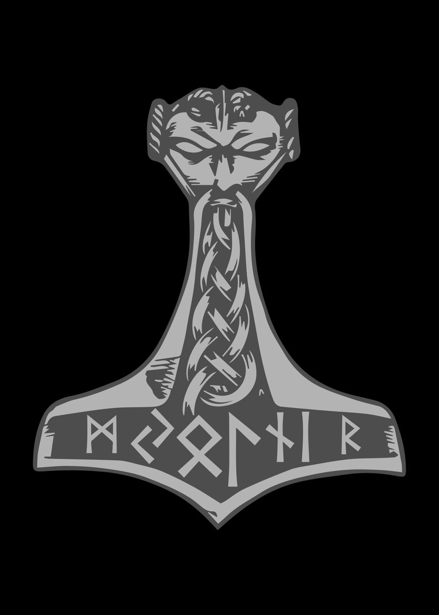 'Mjlnir Runes Thunder' Poster, picture, metal print, paint by ...