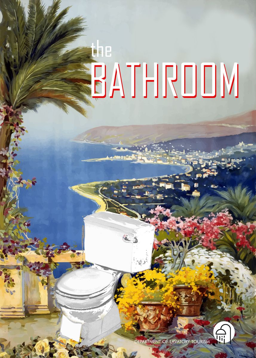 'BATHROOM Italy Tourism' Poster, picture, metal print, paint by Atomic Chinook | Displate