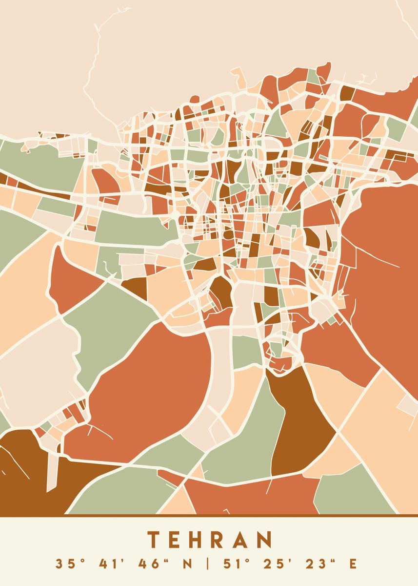 'TEHRAN IRAN CITY MAP' Poster by Emiliano Deificus | Displate