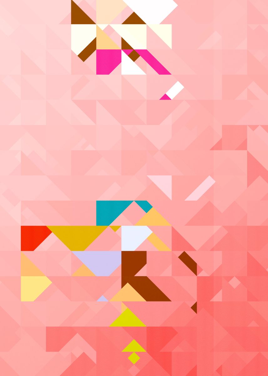 'Pink Geometric Abstract' Poster, picture, metal print, paint by Holy ...