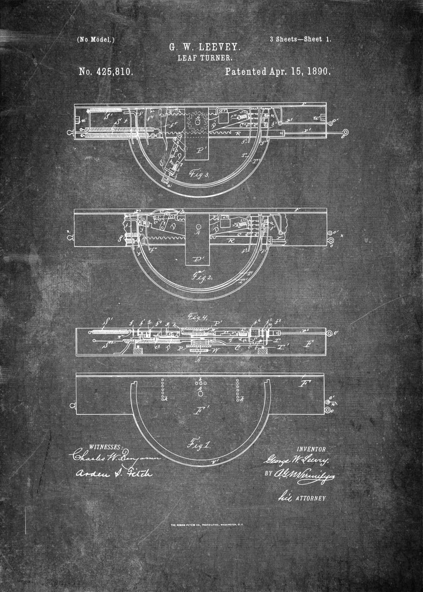 'Leaf Turner Patent' Poster, picture, metal print, paint by Mr Maker ...