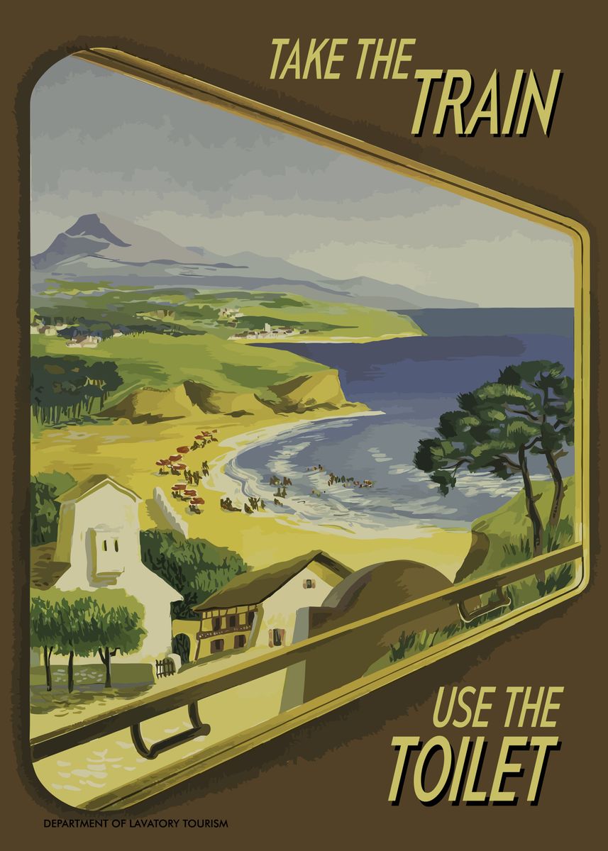 'Funny Bathroom TRAIN' Poster, picture, metal print, paint by Atomic ...