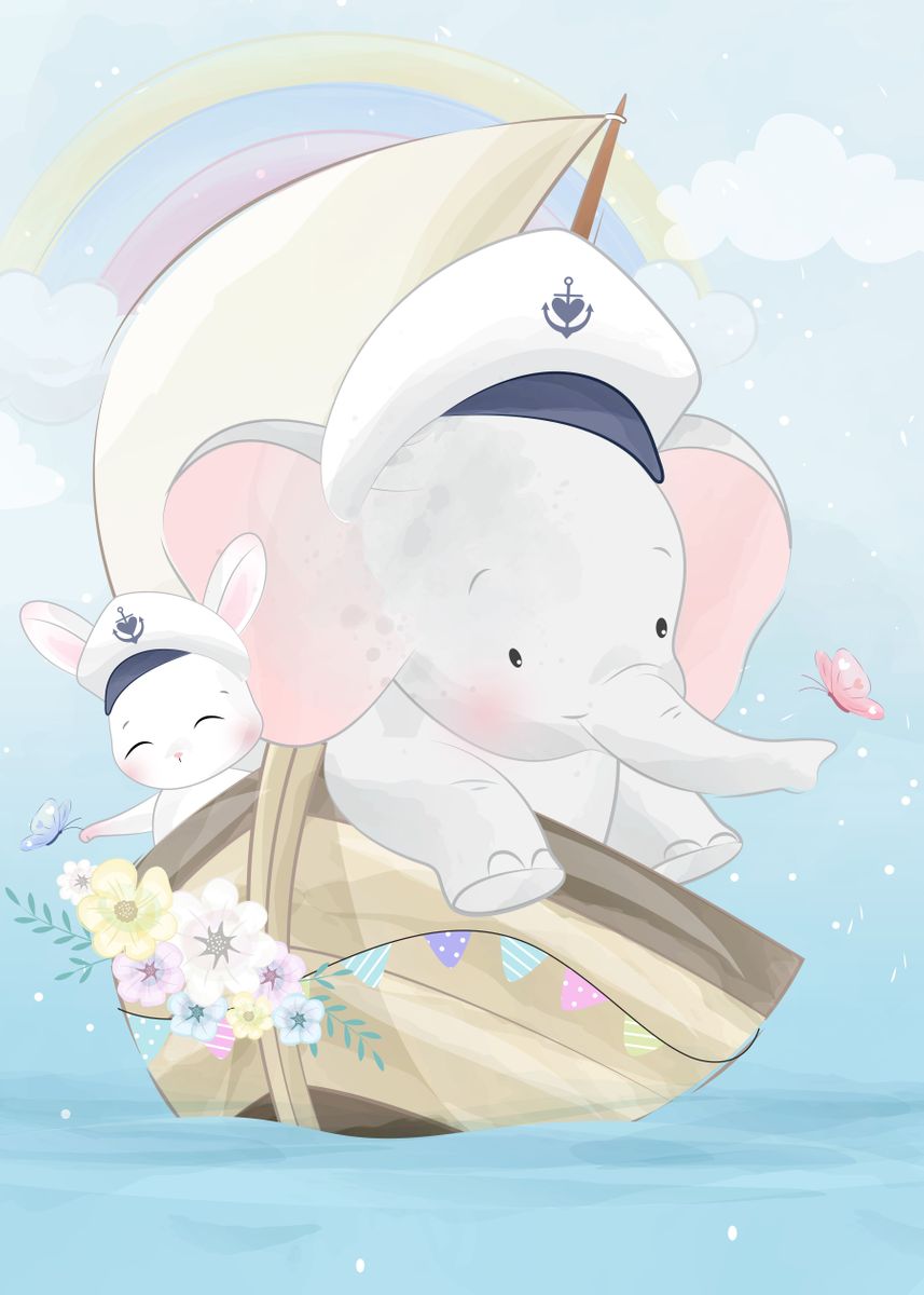 'Cute little elephant' Poster, picture, metal print, paint by Queensy ...