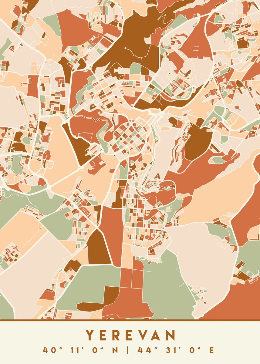 'YEREVAN ARMENIA CITY MAP' Poster by Emiliano Deificus | Displate