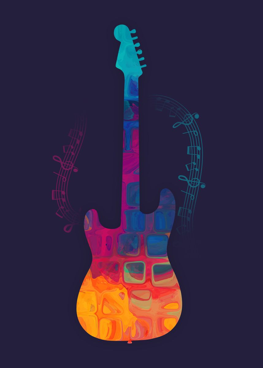 'Guitar2 Color' Poster by Leandro Jorge | Displate