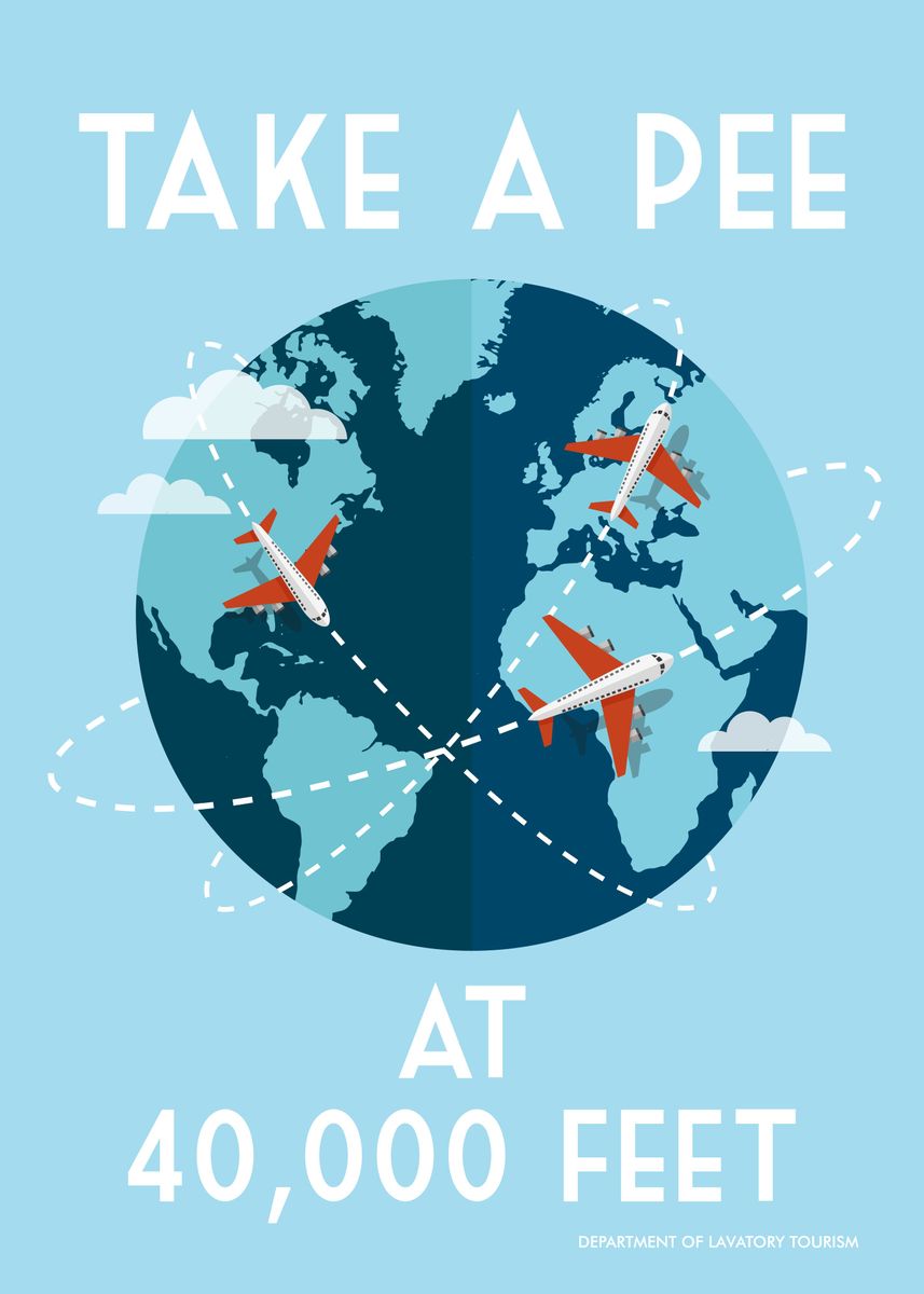 'Funny Bathroom Airplane' Poster, picture, metal print, paint by Atomic Chinook | Displate