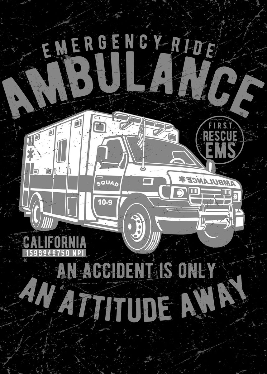 'Emergency Ambulance' Poster, picture, metal print, paint by XiKu Fang ...