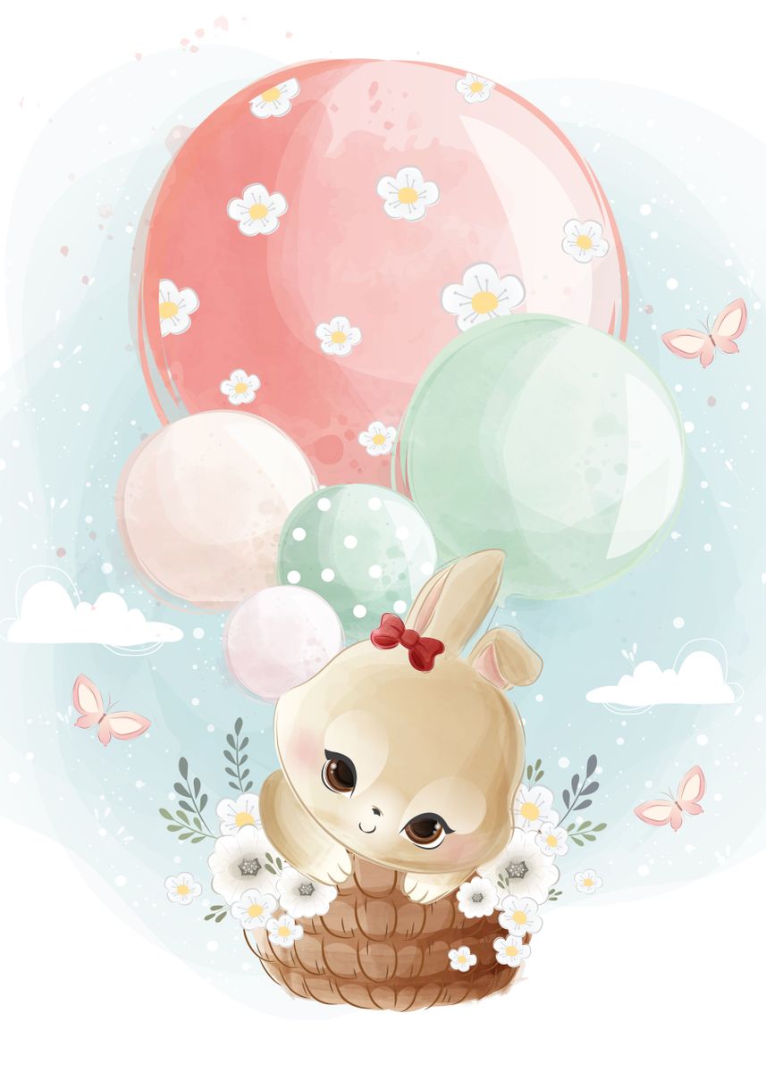 'Cute bunny' Poster, picture, metal print, paint by Queensy Collin ...