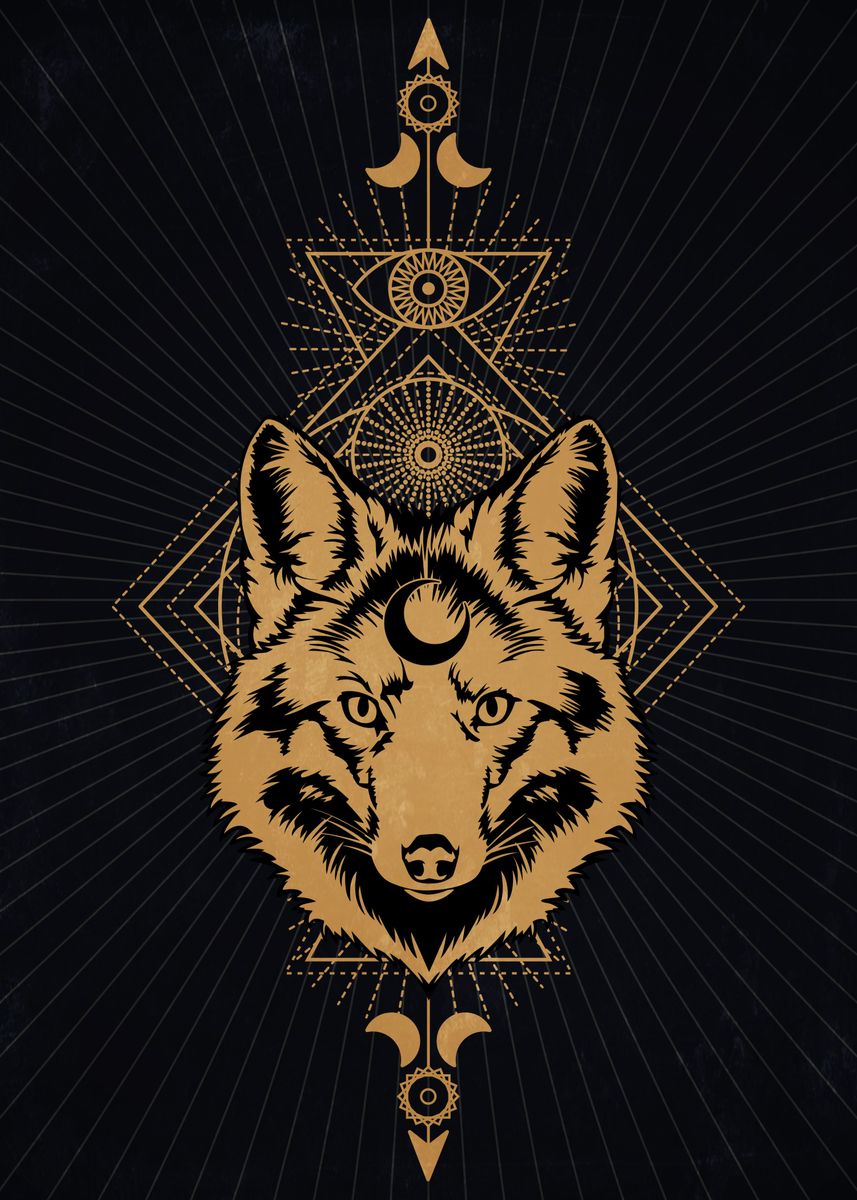 'Shaman Fox' Poster, picture, metal print, paint by Apo | Displate