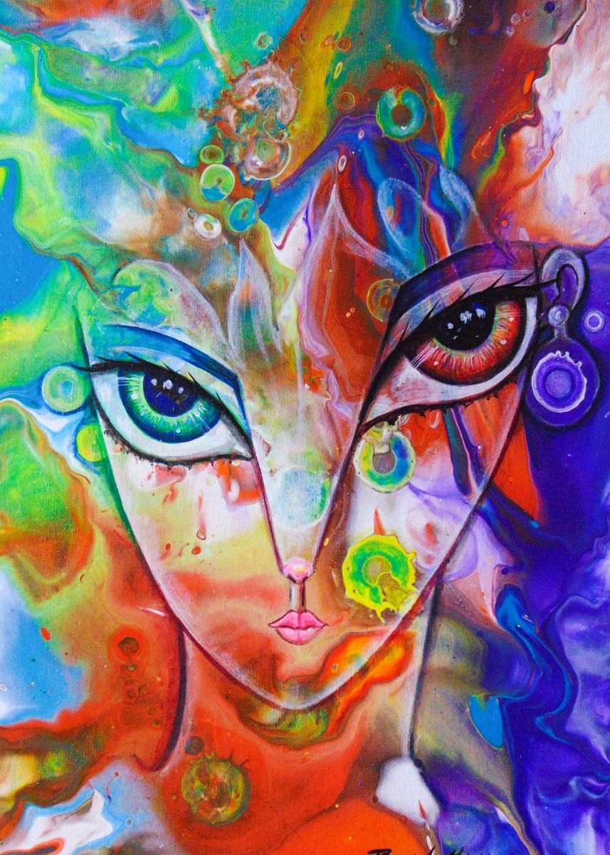 'Janet colors bubbles ' Poster, picture, metal print, paint by Ricardo ...