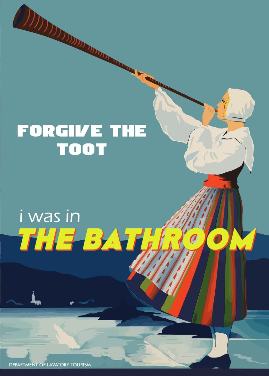 'Funny Bathroom TOOT' Poster, picture, metal print, paint by Atomic ...