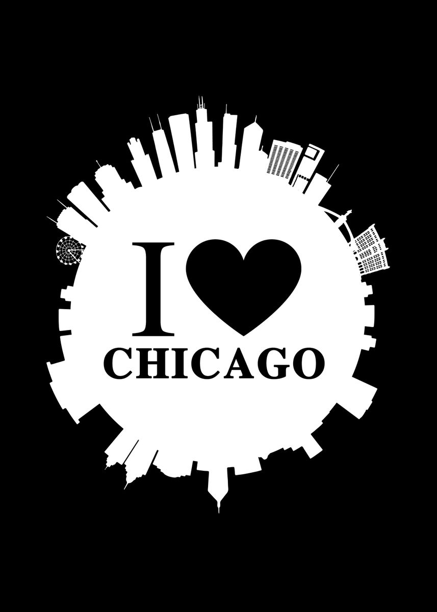 'I Love Chicago Skyline' Poster by Bungee150 | Displate