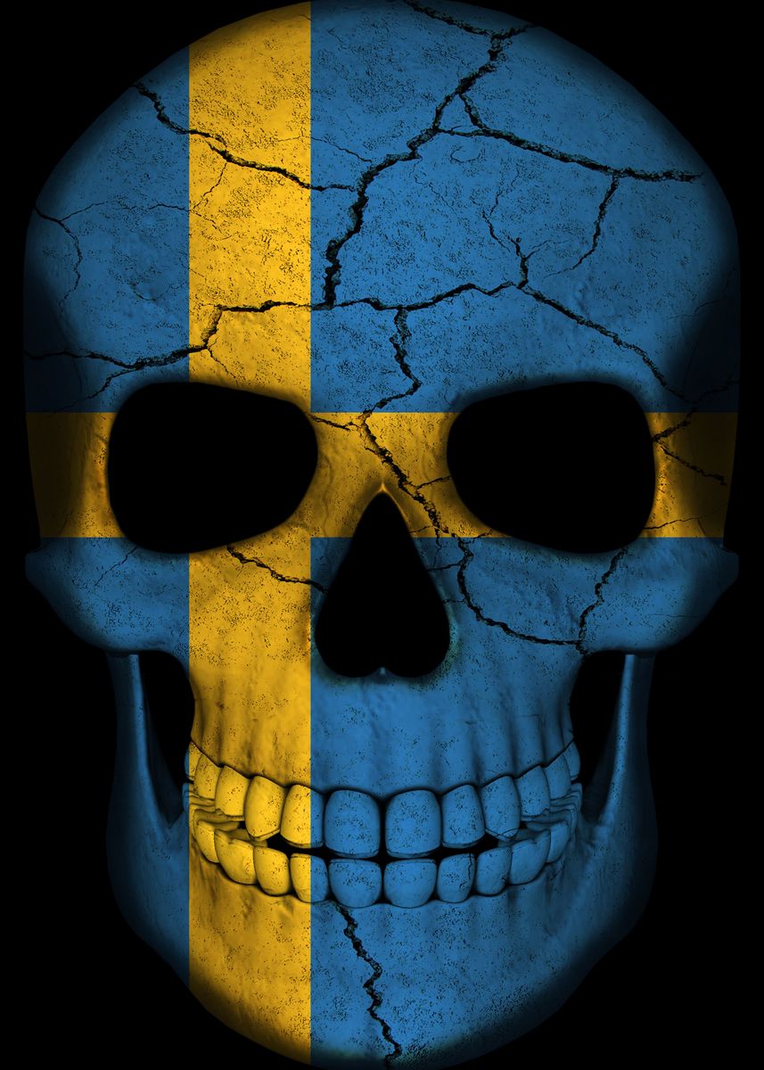 'Swedish Flag Skull' Poster by Inspired Images | Displate