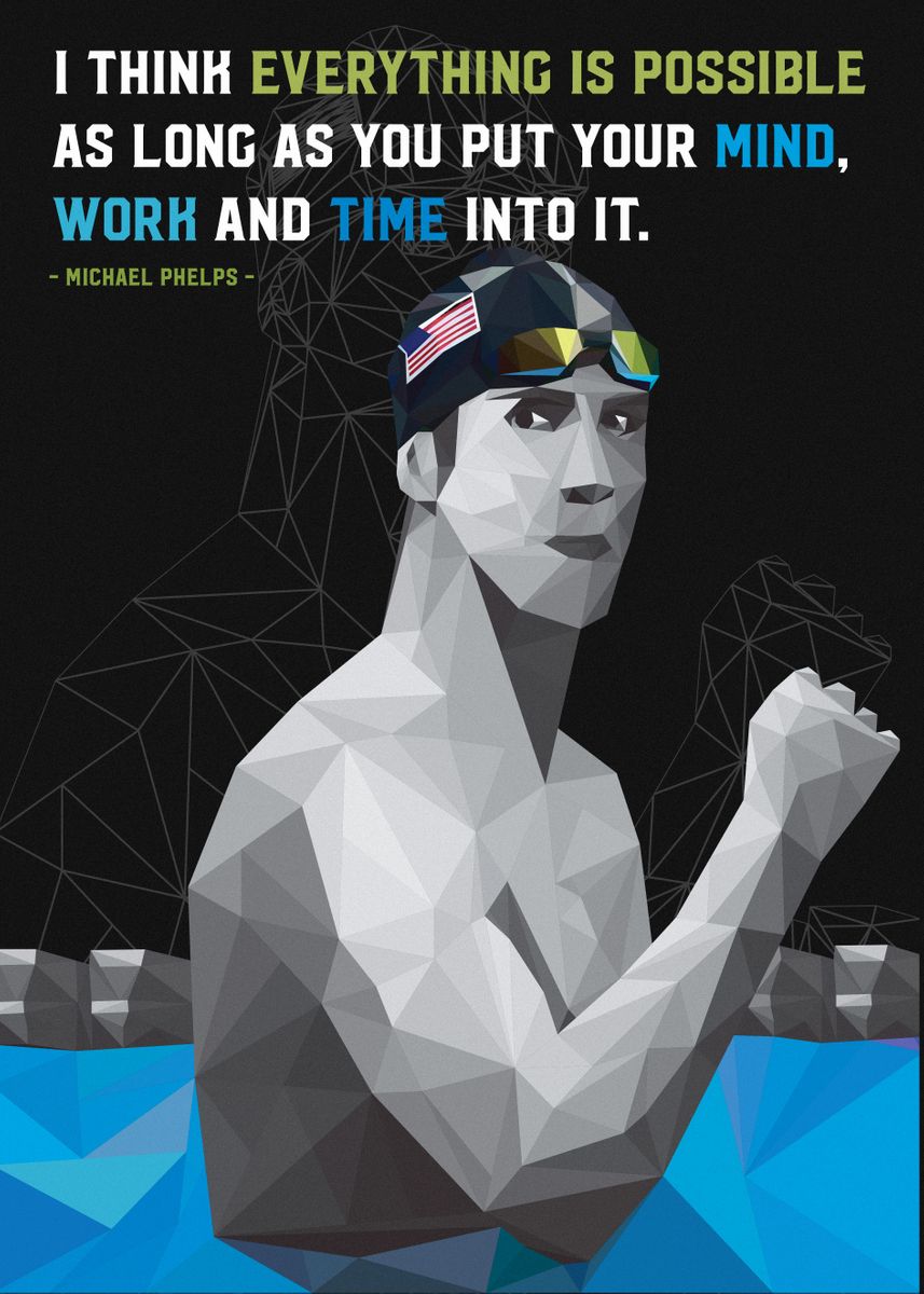 'Michael Phelps Motivation' Poster, picture, metal print, paint by ...