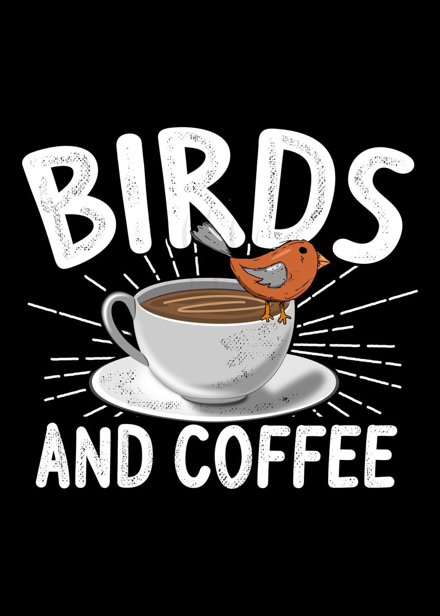 'Birds and coffee ' Poster, picture, metal print, paint by Marc Kolb ...