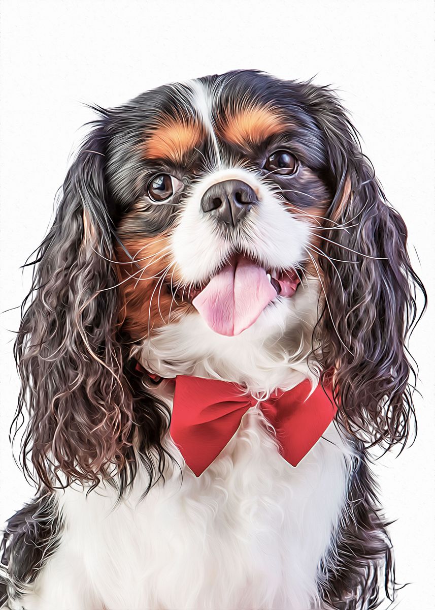 'Spaniel With Bow Tie' Poster by Releesy Wall Art | Displate
