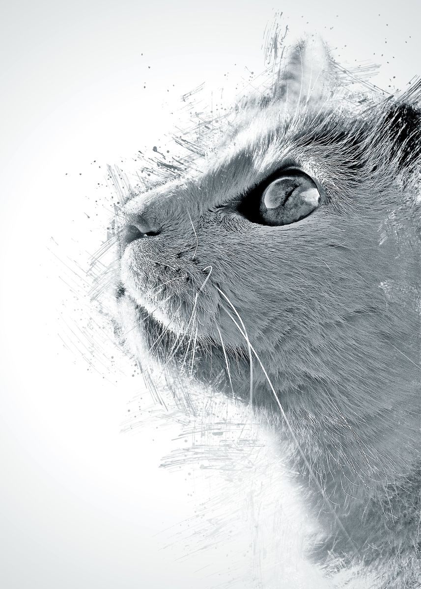 'Cat Cute Animal' Poster, picture, metal print, paint by Mas Nono ...
