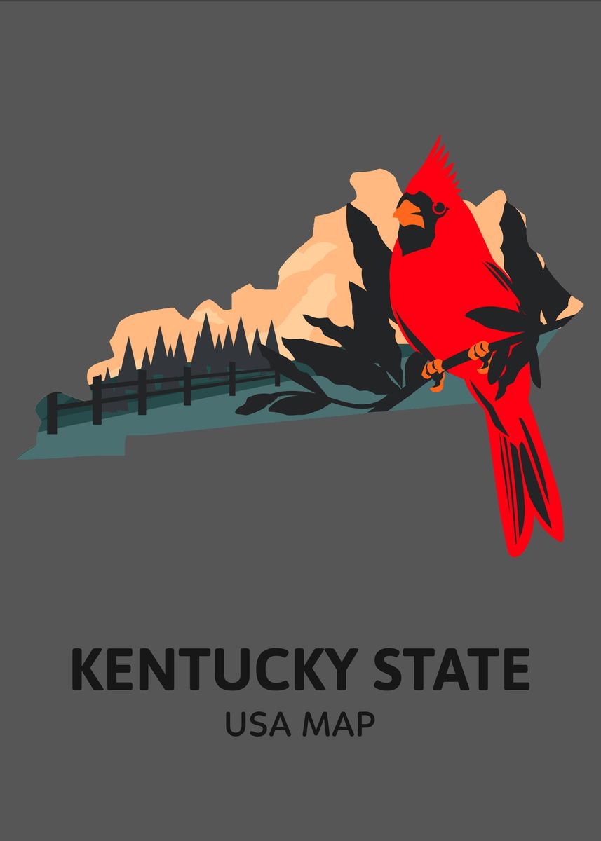 'Kentucky State Map USA' Poster, picture, metal print, paint by Max ...