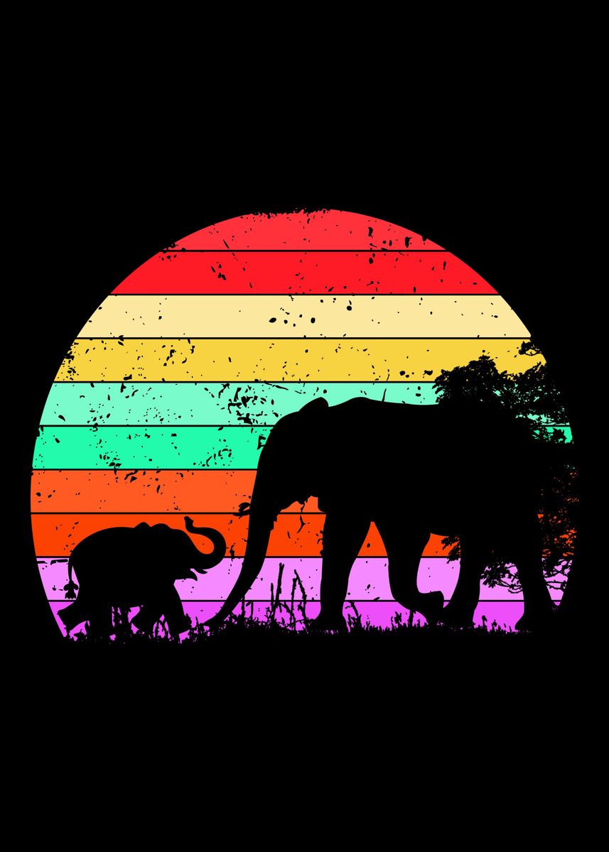 'Retro elephant ' Poster, picture, metal print, paint by Marc Kolb ...