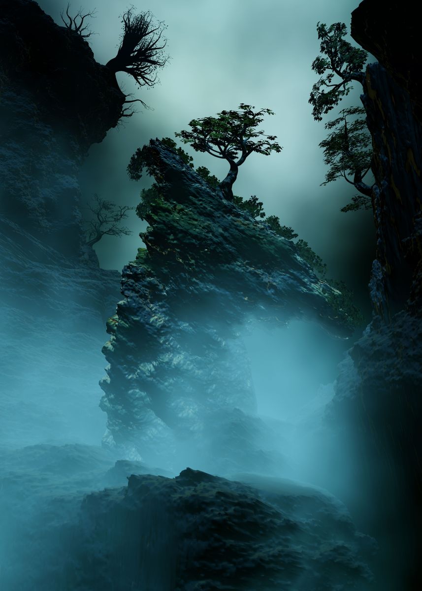 'Cliffs' Poster, picture, metal print, paint by aestevez | Displate