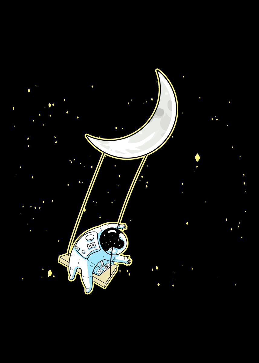 'Moon swing starry night' Poster, picture, metal print, paint by Marc ...