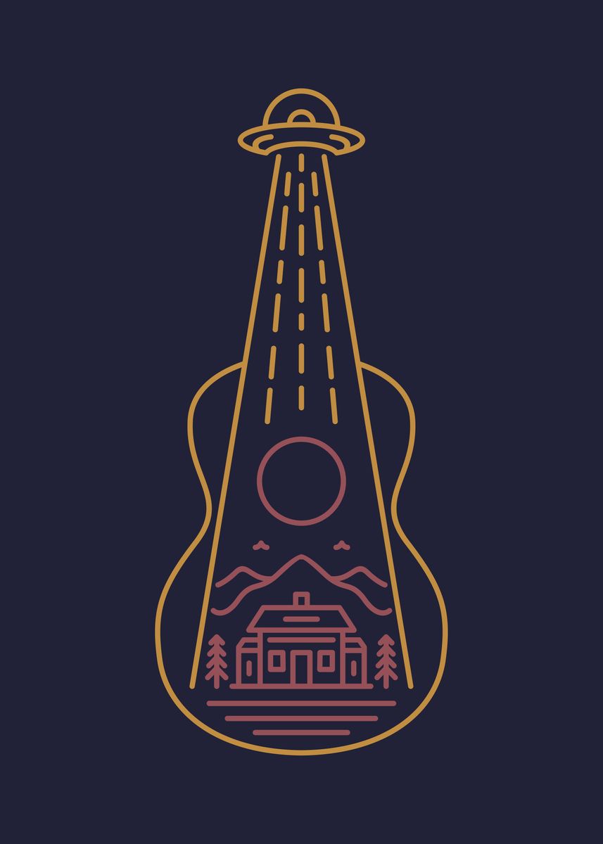 'Alien Guitar' Poster by VEKTORKITA | Displate