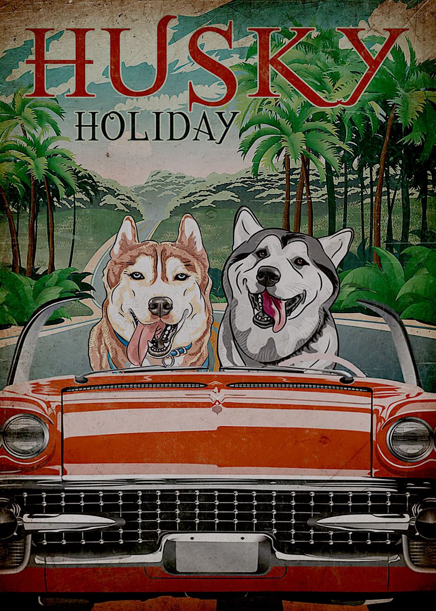 'Husky' Poster, picture, metal print, paint by Nick Cournoyer | Displate