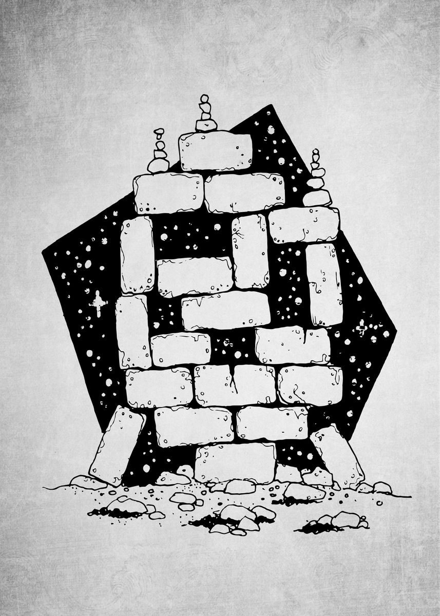 'Balance Bricks' Poster, picture, metal print, paint by Kaisa Holsting ...