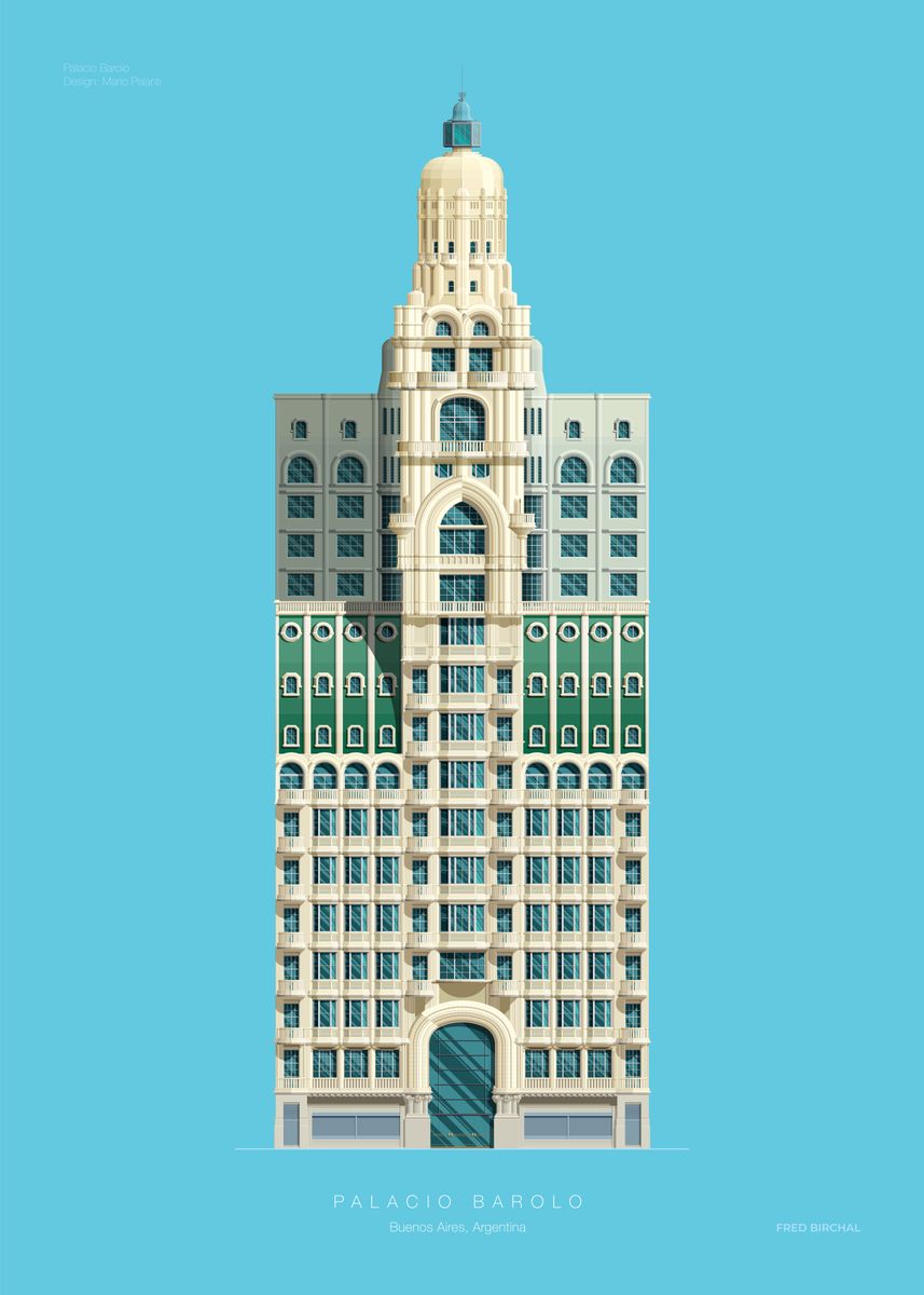 'Palacio Barolo' Poster, picture, metal print, paint by Fred Birchal ...