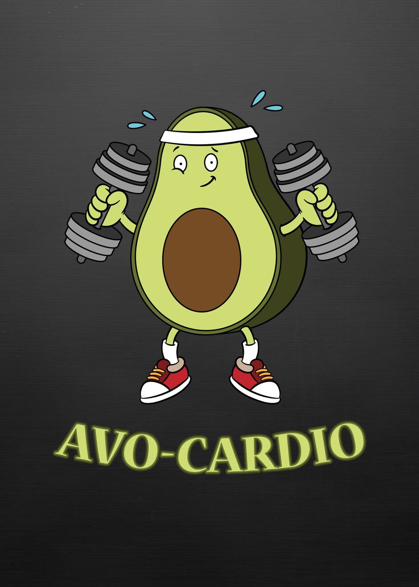 'Avocado Funny Avo Cardio' Poster, picture, metal print, paint by ...