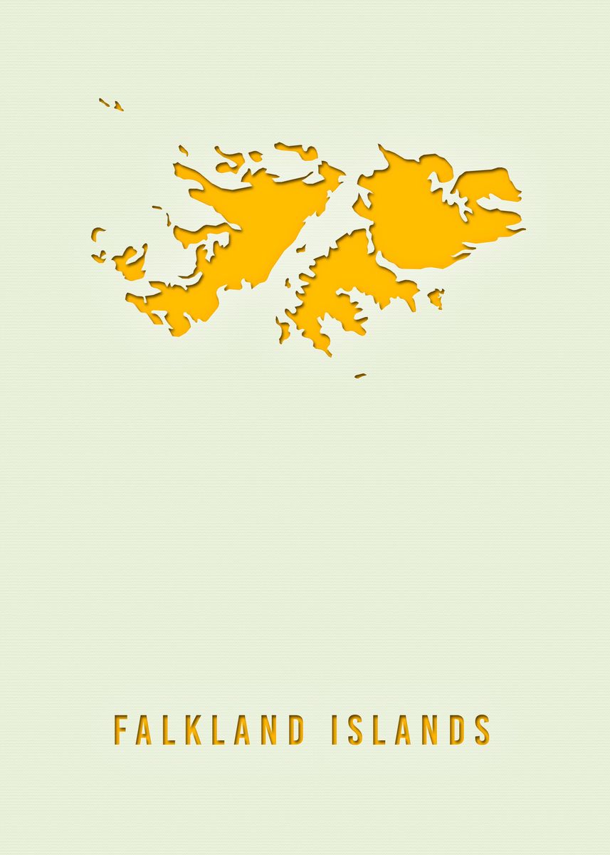 'MAP OF FALKLAND ISLANDS' Poster, picture, metal print, paint by Zero ...