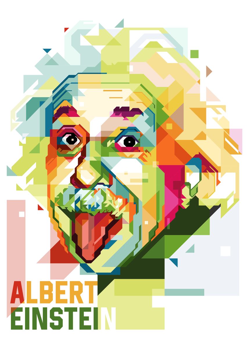 'Albert Einstein WPAP' Poster, picture, metal print, paint by Eixie std | Displate