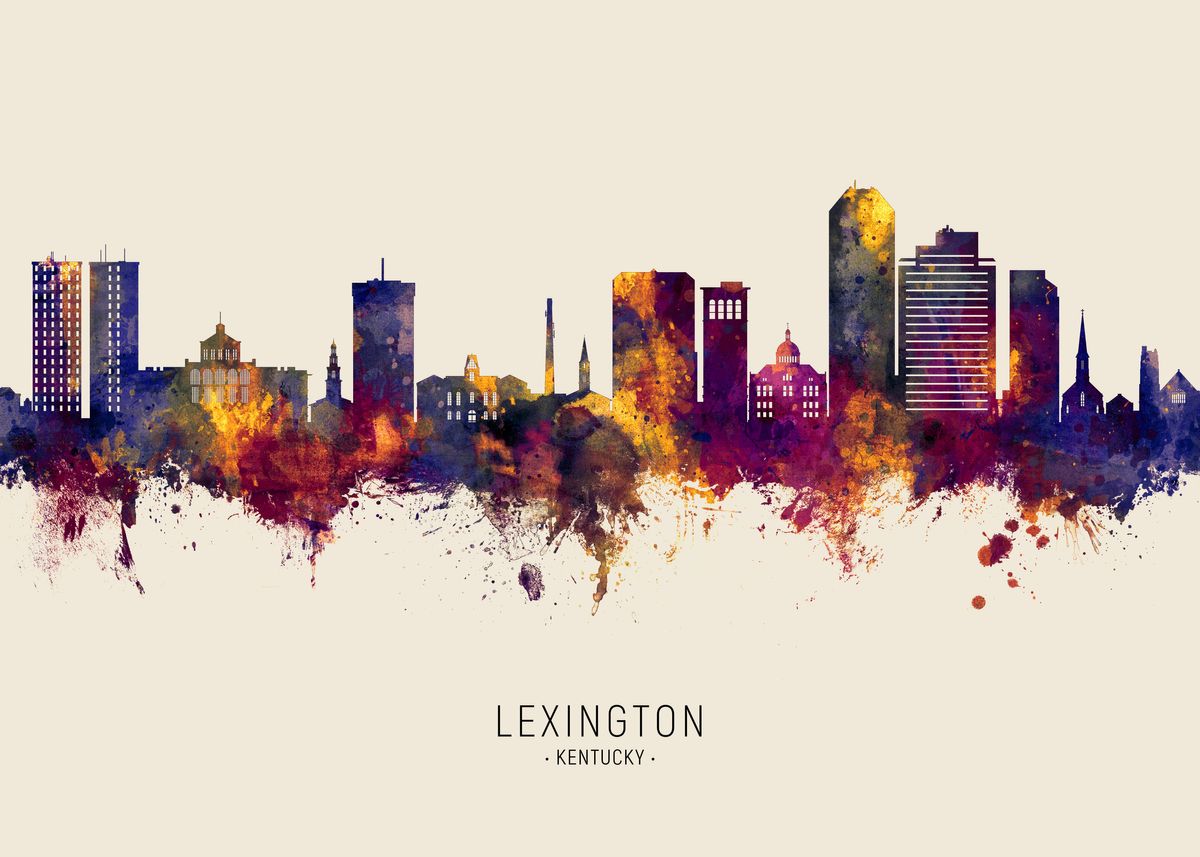 'Lexington Skyline Kentucky' Poster by Michael Tompsett | Displate