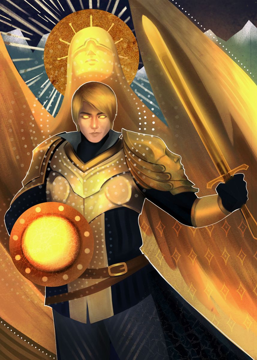 'Divine Paladin' Poster, picture, metal print, paint by Varia | Displate