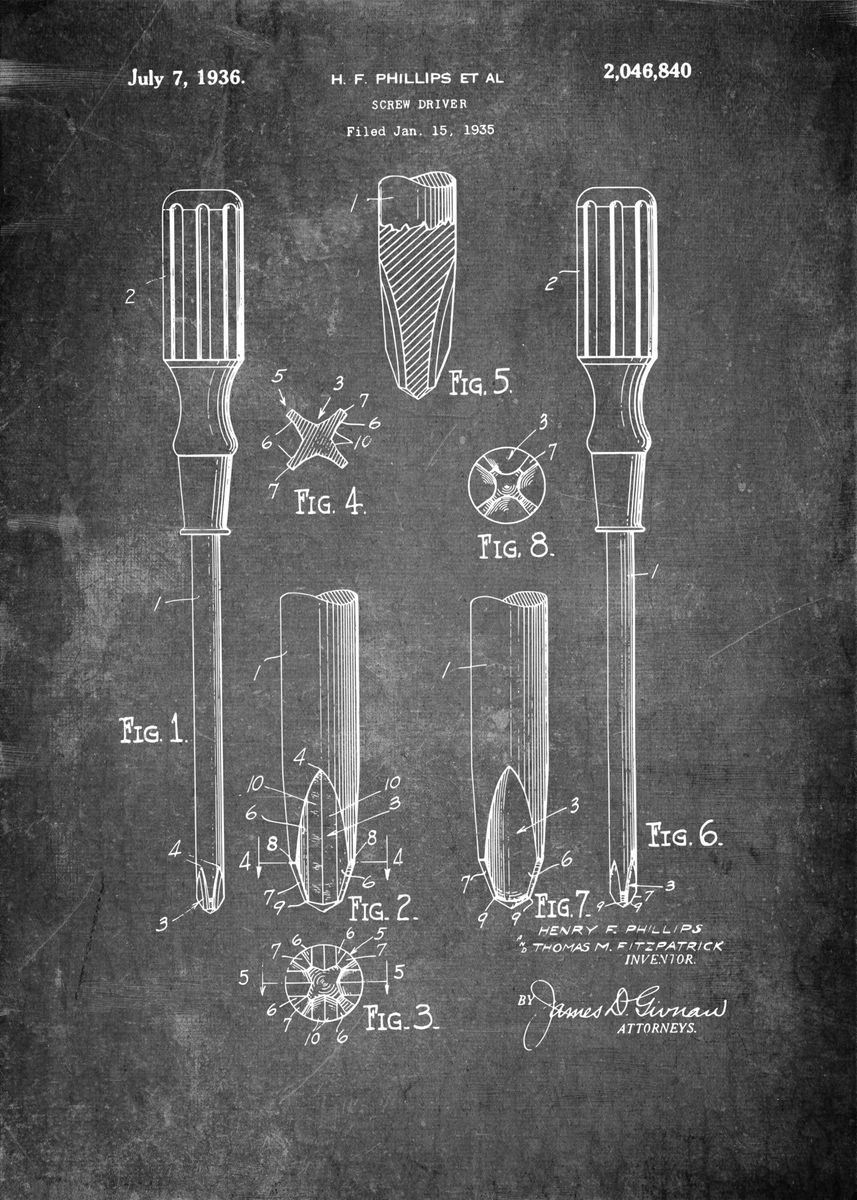'Screwdriver Patent' Poster, picture, metal print, paint by Mr Maker ...
